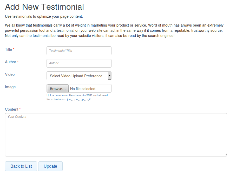Video and Content Testimonial